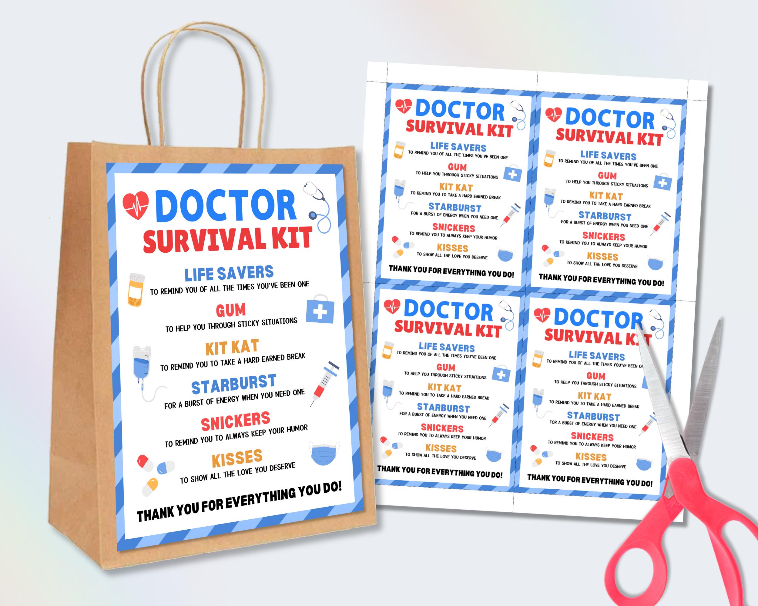 Doctor Survival Kit Gift Tag, Thank You Doctor Tag, National Doctors ...