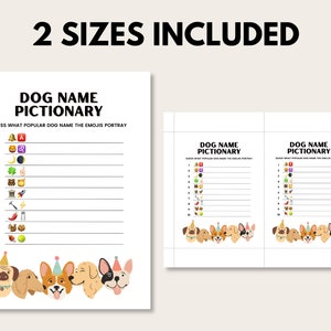 Dog Name Pictionary, Dog Birthday Party Game, Printable Dog Party Game ...