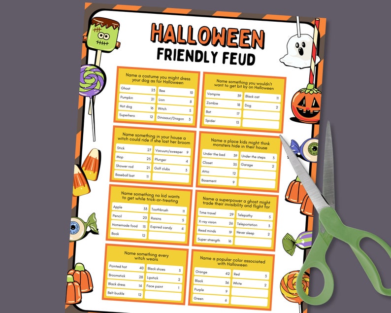 Halloween Family Feud Game Halloween Family Game Halloween - Etsy