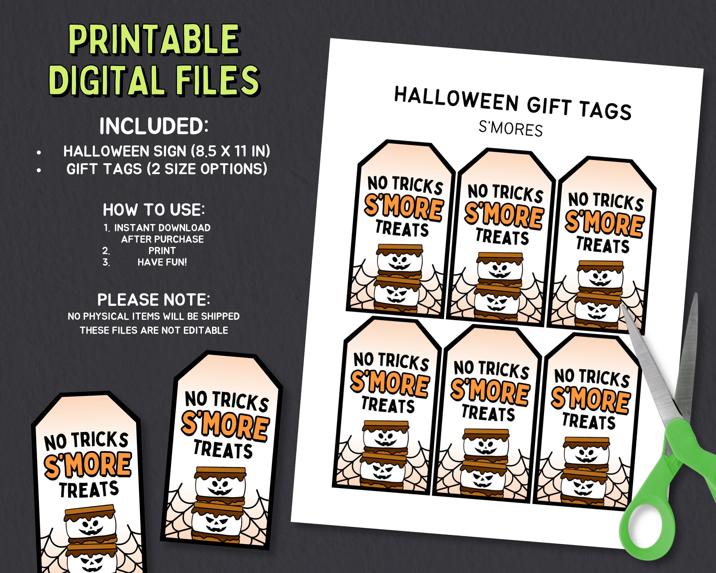 Halloween Smores Treat Tag, Halloween Treat Bag Tags, Smores Halloween ...