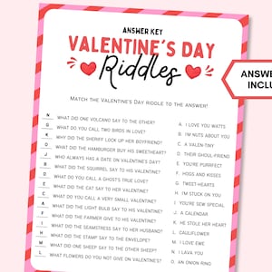 Valentines Day Riddles Quiz, Valentines Day Party Game, Valentines Day ...