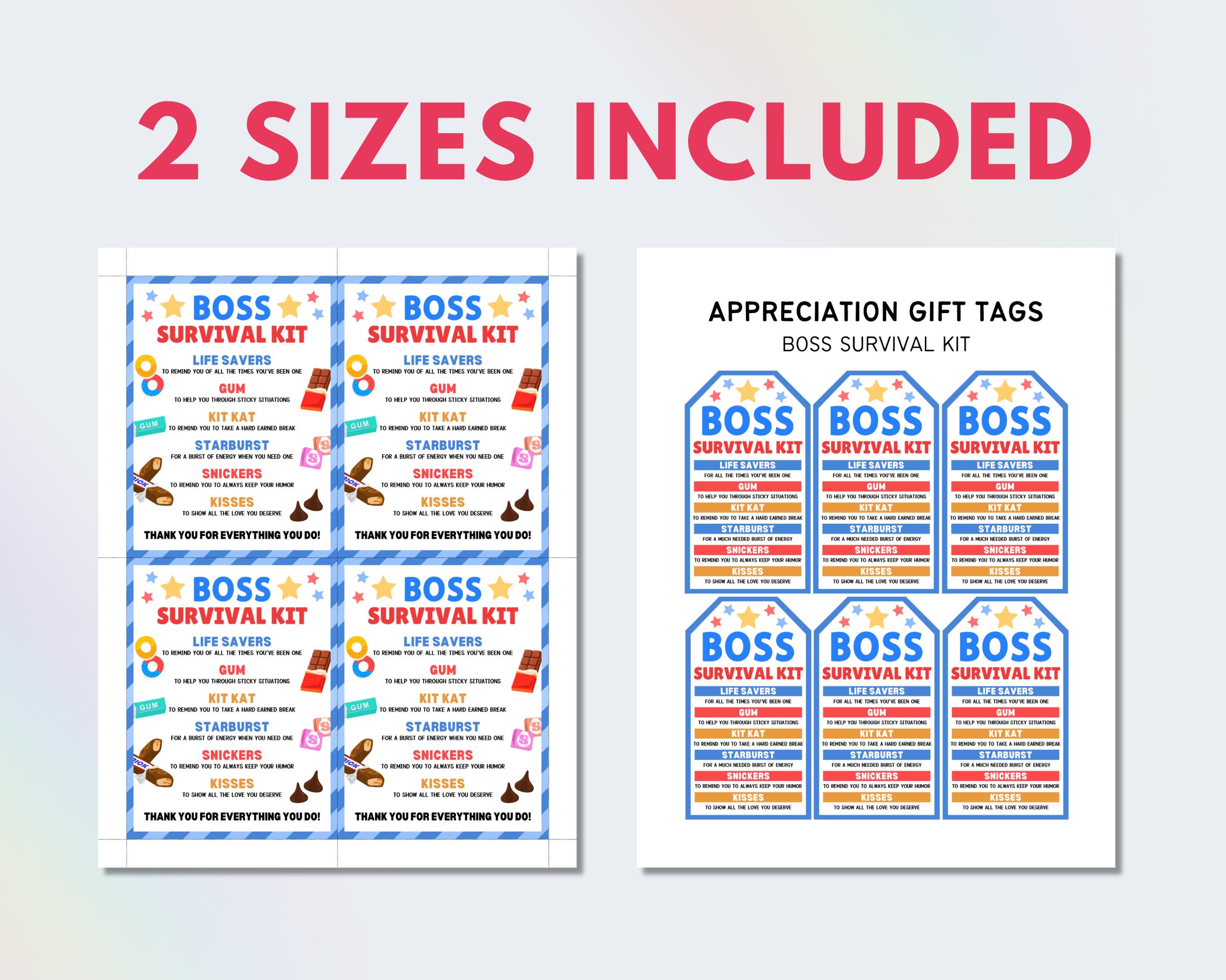 Boss Survival Kit Tag, National Boss's Day Gift Idea, Gift for Manager ...