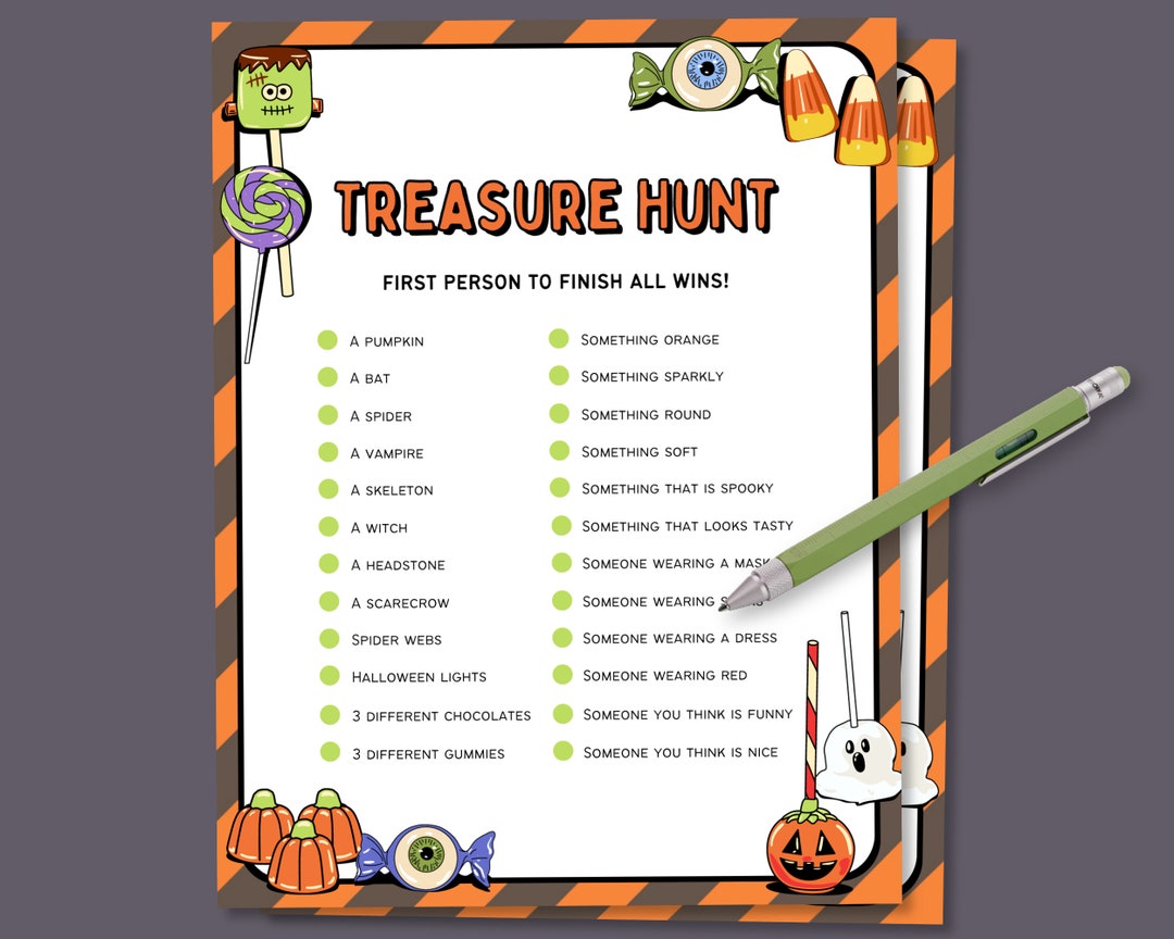 Halloween Treasure Hunt, Halloween Printable Game, Halloween Game for ...