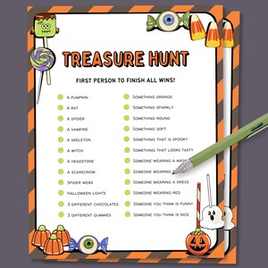Halloween Treasure Hunt, Halloween Printable Game, Halloween Game for ...