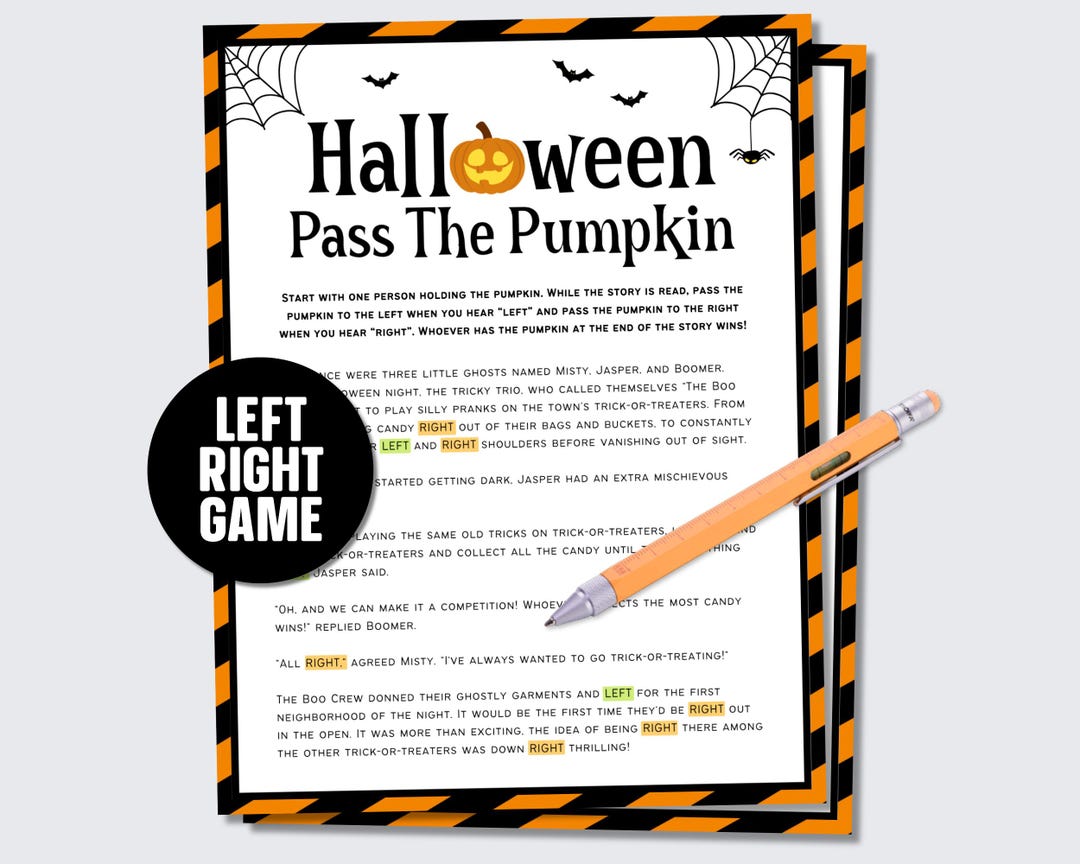 Halloween Pass the Pumpkin Game, Halloween Left Right Story, Halloween ...