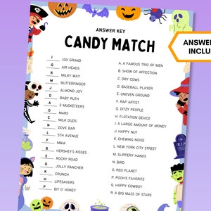 Halloween Candy Match Game, Halloween Trivia Quiz, Halloween Activity ...
