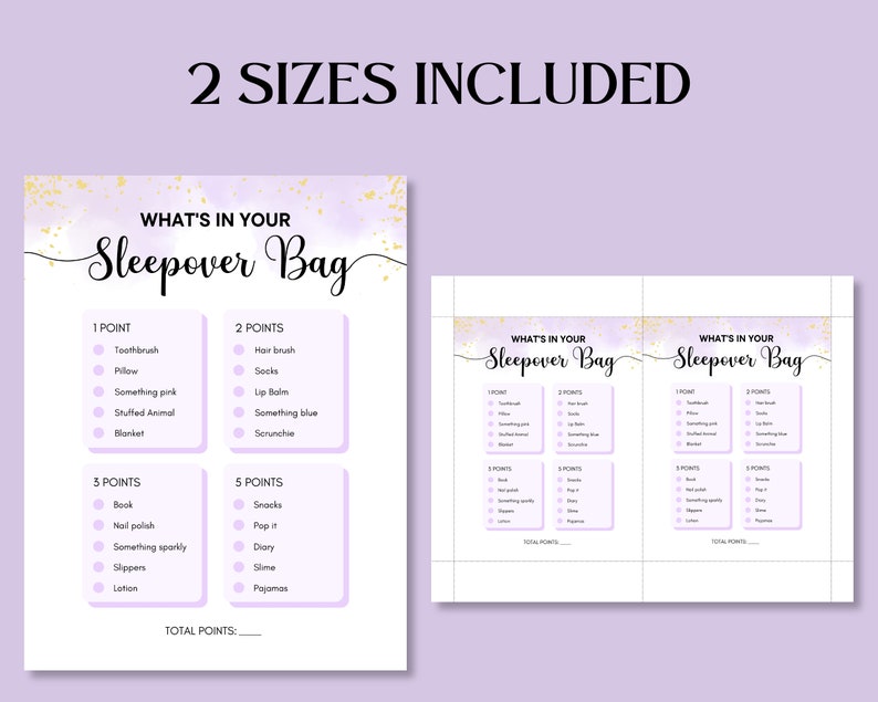 Whats in Your Sleepover Bag Slumber Party Games Teen Girls - Etsy