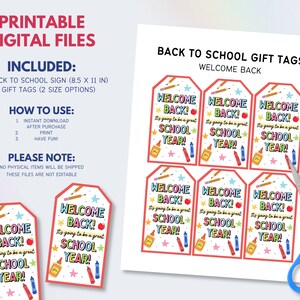 Back to School Sign, First Day of School Gift Tag, Back to School Gift ...