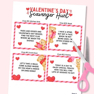 Valentines Day Scavenger Hunt, Valentines Day Treasure Hunt Clues ...