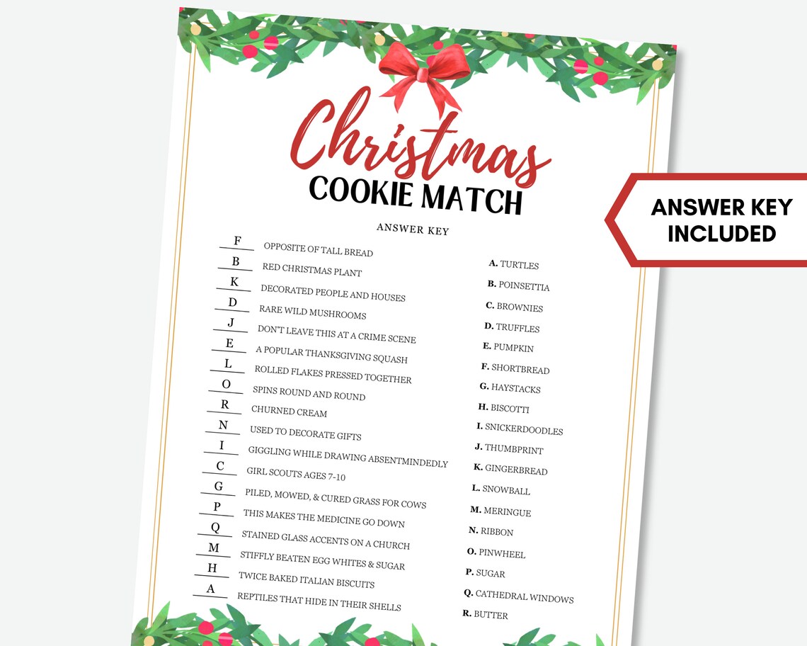 Christmas Cookie Game, Printable Christmas Party Game, Christmas Cookie ...