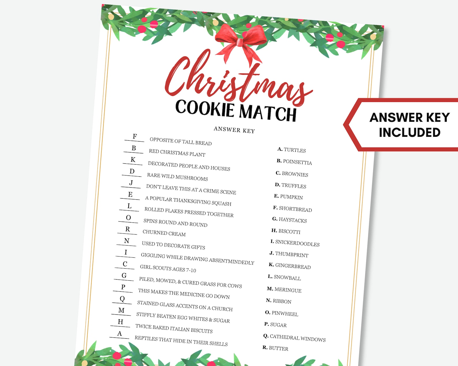 Christmas Cookie Game, Printable Christmas Party Game, Christmas Cookie ...
