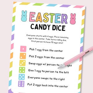 Easter Candy Dice Game, Printable Easter Party Game, Easter Dice Game ...