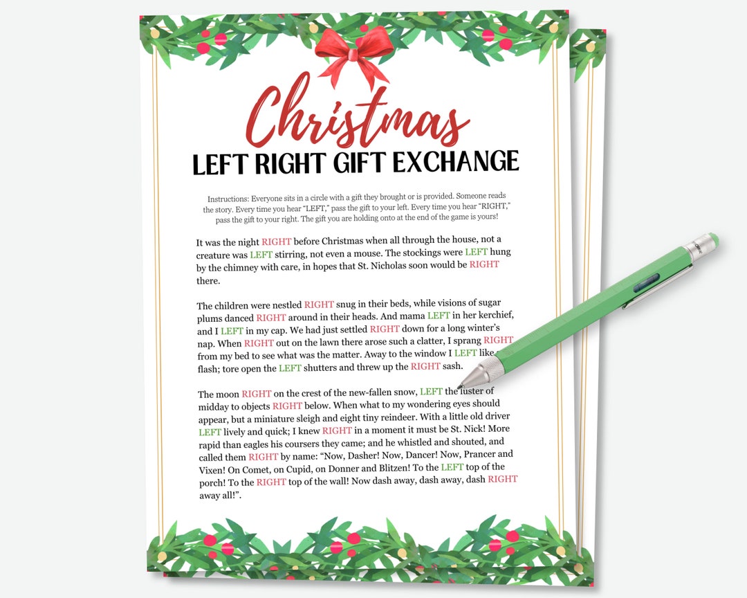 Christmas Left Right Game Gift Exchange, Christmas Pass the Present ...