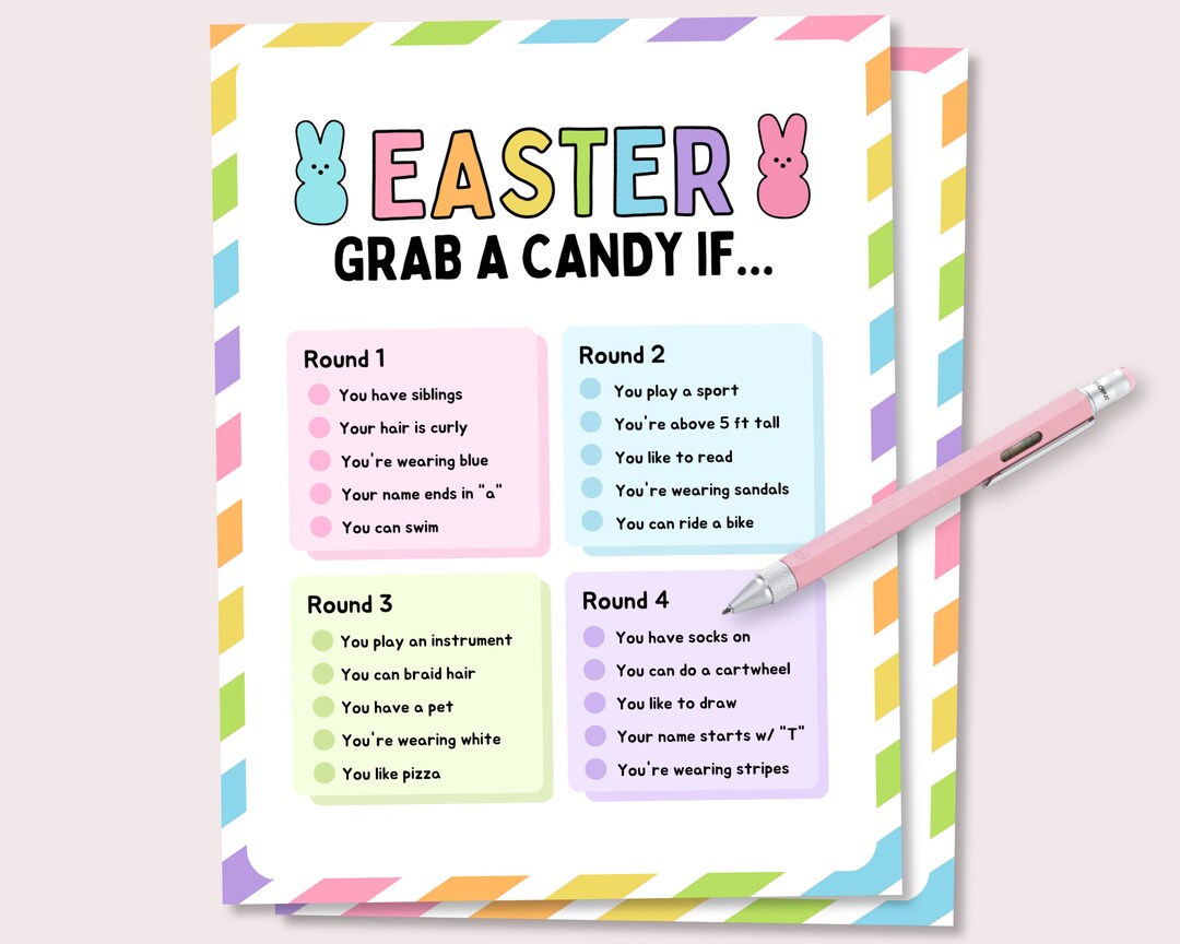Easter Egg Candy Game, Printable Easter Party Game, Easter Activity for ...