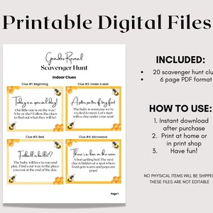 Bee Gender Reveal Scavenger Hunt, Bee Gender Reveal Hunt Games ...