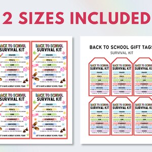 Back to School Survival Kit Gift Tag First Day of School - Etsy