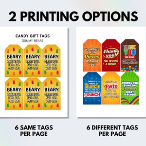 Teacher Appreciation Candy Gift Tags, Thank You Teacher Gift Tag for ...