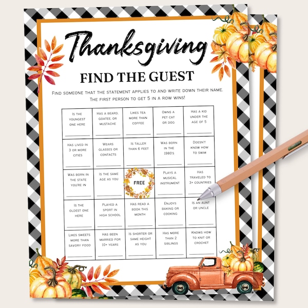 Thanksgiving Find the Guest - Etsy