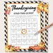 Thanksgiving Bingo Game, Thanksgiving Find the Guest Bingo ...
