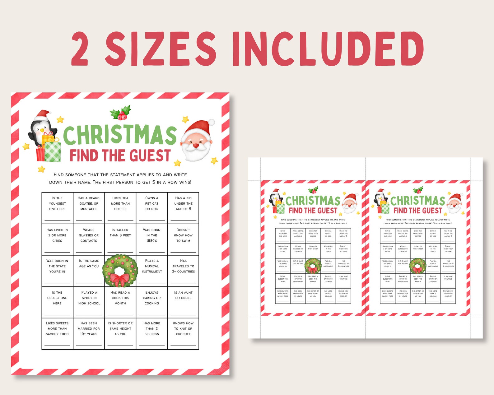 Christmas Find the Guest Game, Christmas Bingo, Christmas Mix & Mingle ...