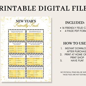 New Years Friendly Feud Game, New Years Family Feud Game, New Years Eve ...