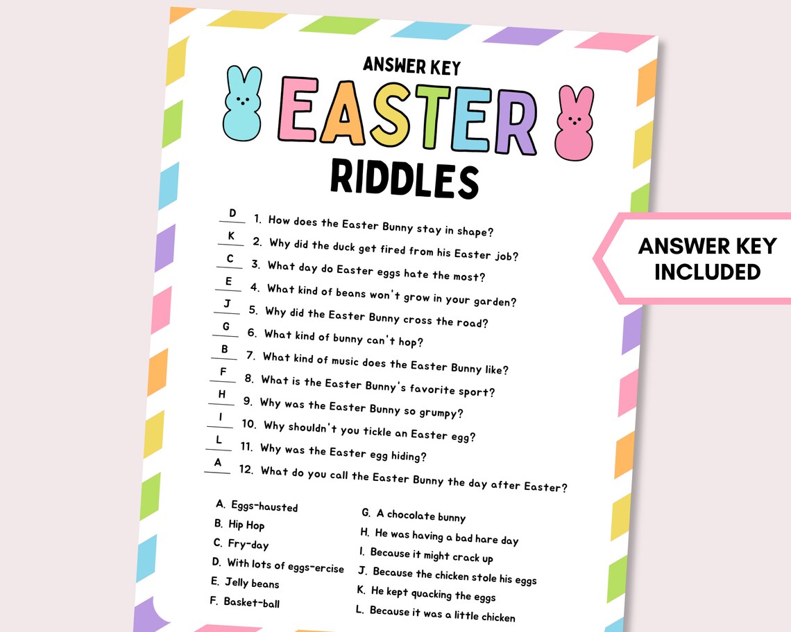 Easter Riddles for Kids, Kids Easter Game, Easter Classroom Activity ...
