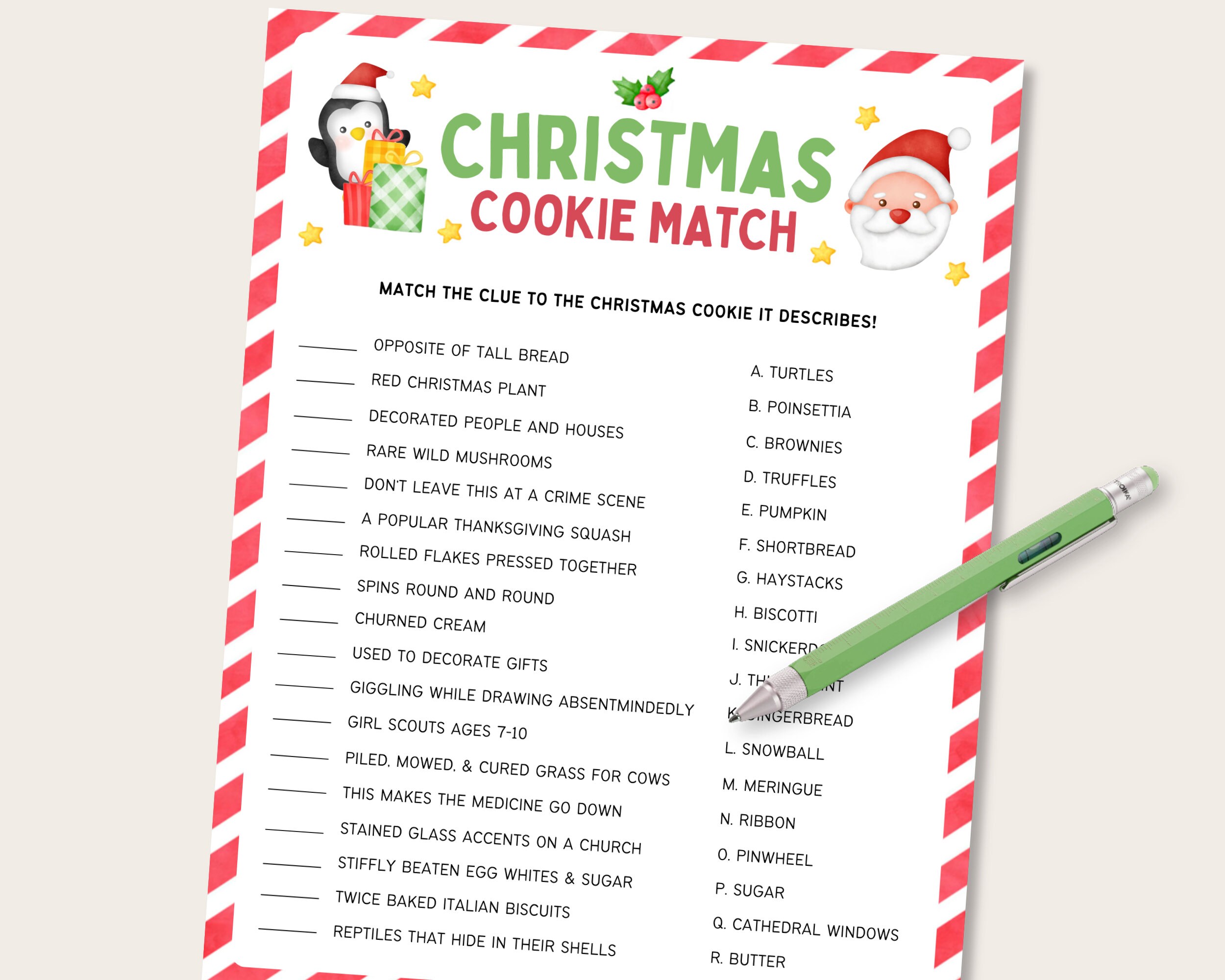 Christmas Cookie Quiz, Christmas Cookie Match Game, Christmas Trivia ...