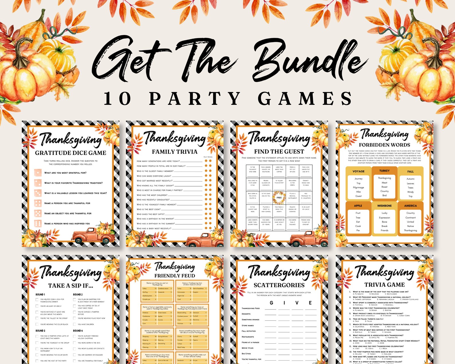 Thanksgiving Trivia Quiz, Thanksgiving Trivia Game, Thanksgiving Party ...