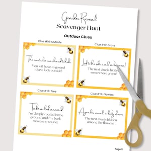 Bee Gender Reveal Scavenger Hunt, Bee Gender Reveal Hunt Games ...