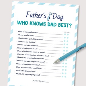 Printable Fathers Day Quiz, Who Knows Dad Best Game, Printable Fathers ...