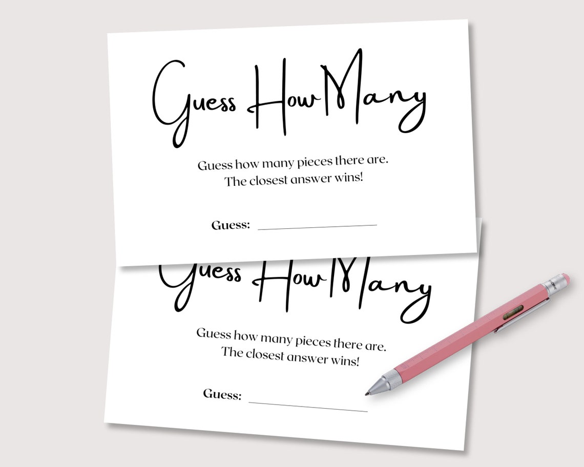 Guess How Many Sign and Cards Gender Reveal Games Baby - Etsy
