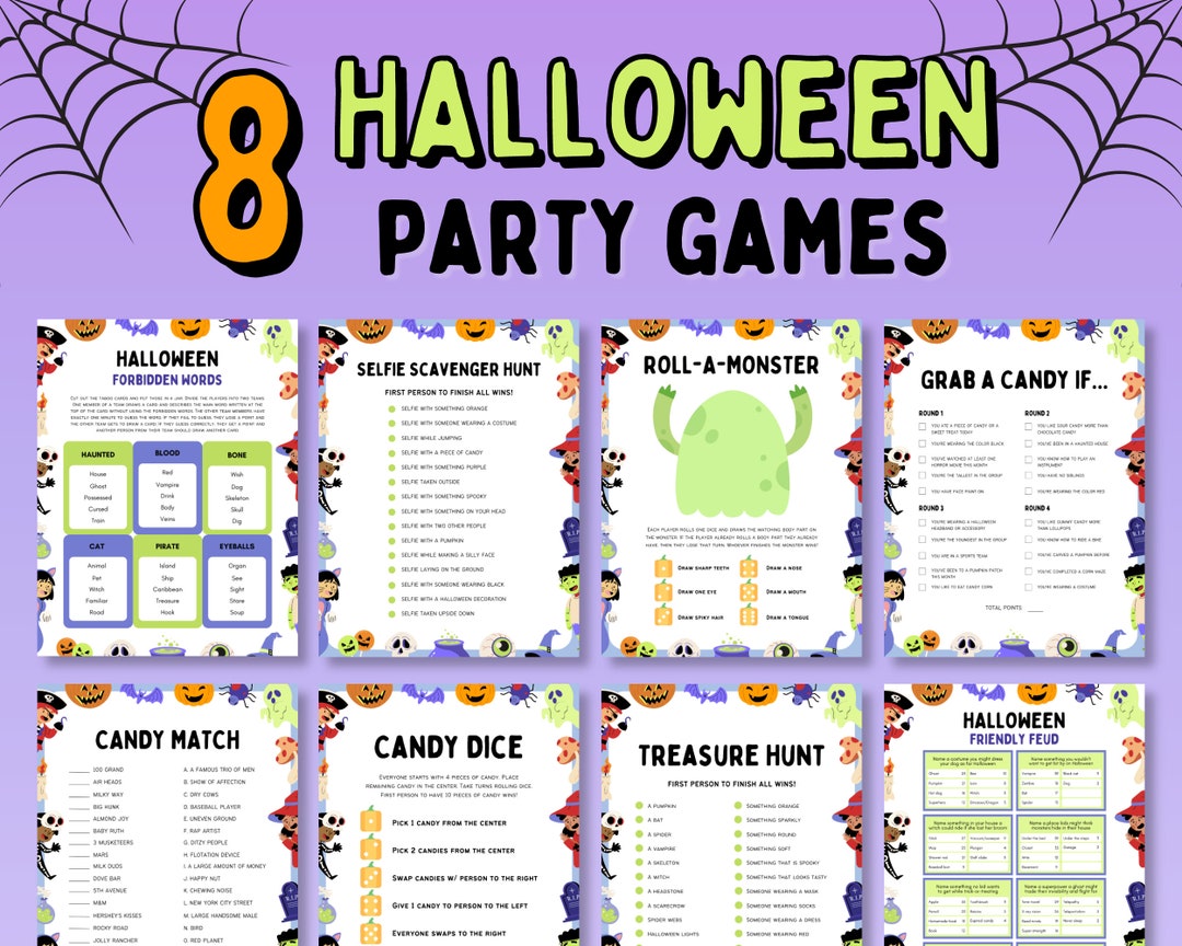 8 Halloween Games Bundle, Halloween Printable Game, Kids Halloween ...