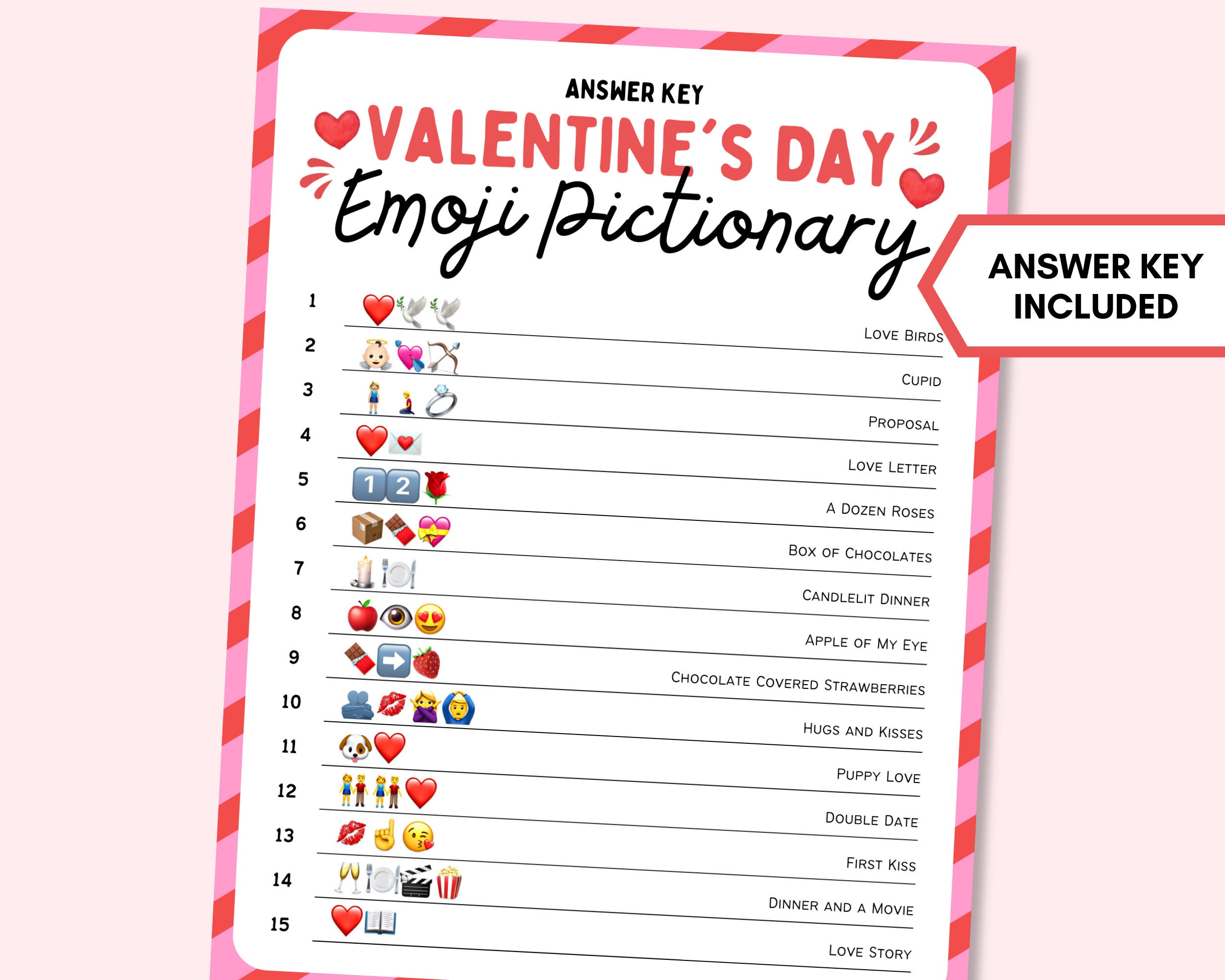 Valentines Day Emoji Pictionary, Valentines Day Party Game, Valentines ...