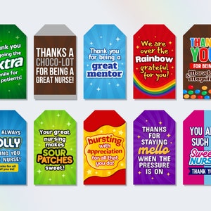 Nurse Appreciation Candy Bar Gift Tags, Thank You Nurse Gift Tag, Candy ...