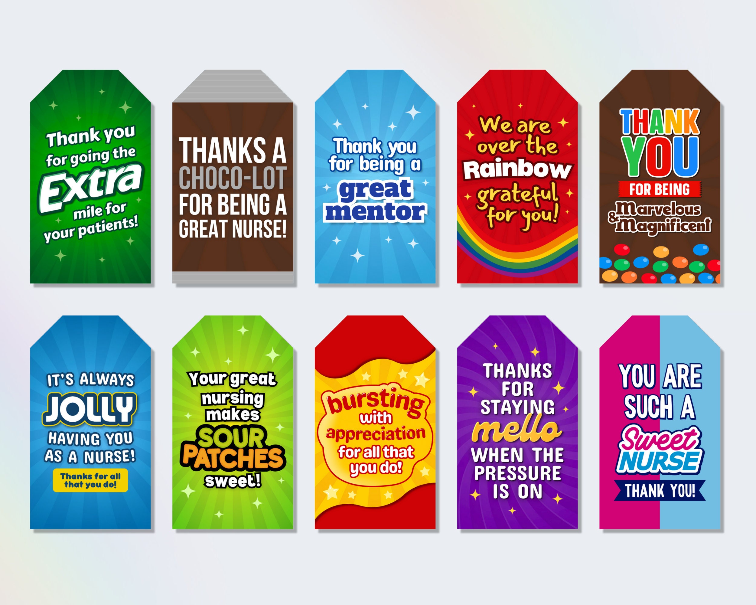 Nurse Appreciation Candy Bar Gift Tags, Thank You Nurse Gift Tag, Candy ...