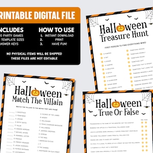 Printable Halloween Games Bundle, Halloween Party Games for Kids and ...