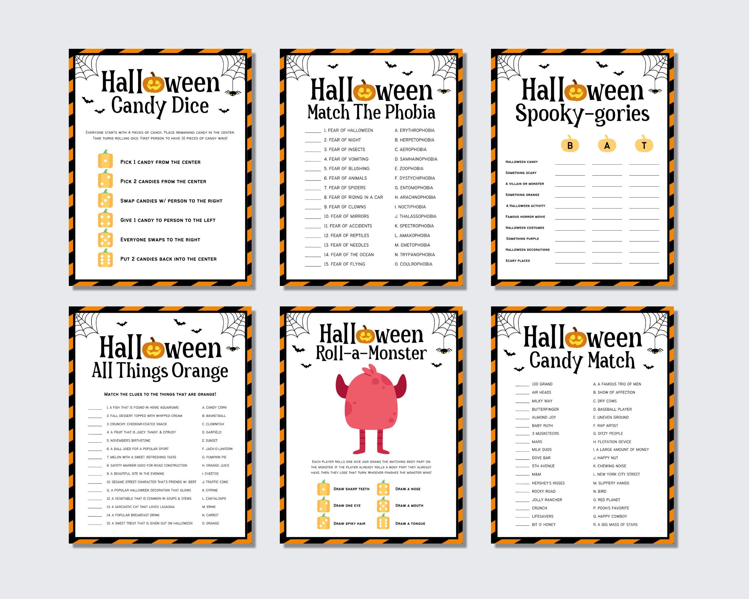 Printable Halloween Games Bundle, Halloween Party Games for Kids and ...