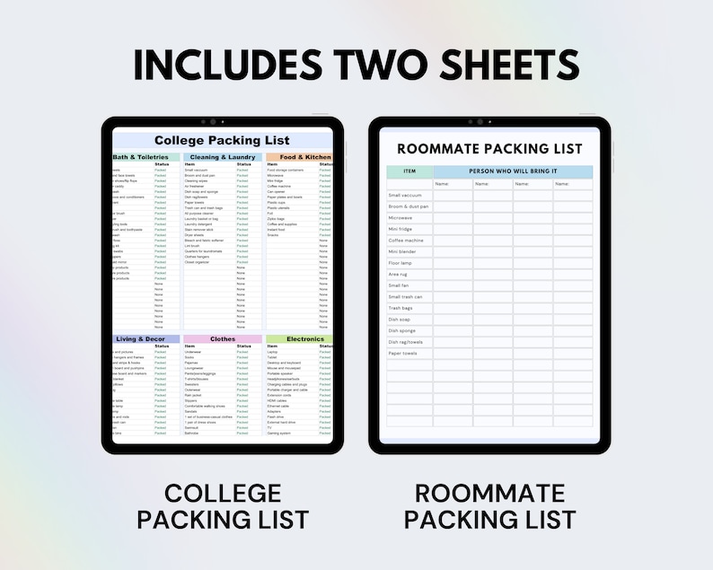Editable College Packing List, College Dorm Packing Checklist, College ...