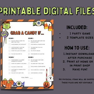 Halloween Grab Candy If Game, Halloween Party Game, Halloween Printable ...