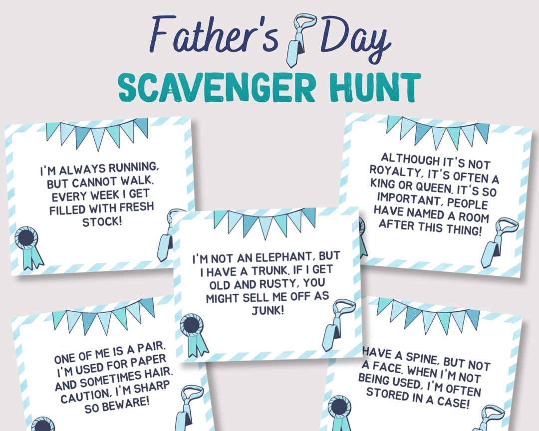 Fathers Day Scavenger Hunt, Printable Fathers Day Treasure Hunt ...