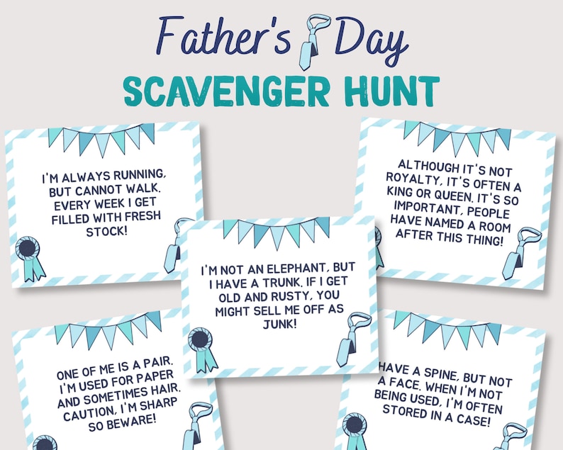 Fathers Day Scavenger Hunt, Printable Fathers Day Treasure Hunt ...