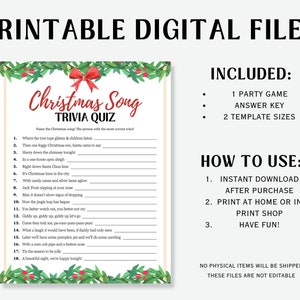 Christmas Song Trivia Game, Christmas Carol Game, Christmas Song Finish ...