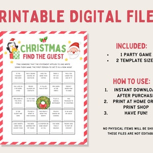 Christmas Find the Guest Game, Christmas Bingo, Christmas Mix & Mingle ...