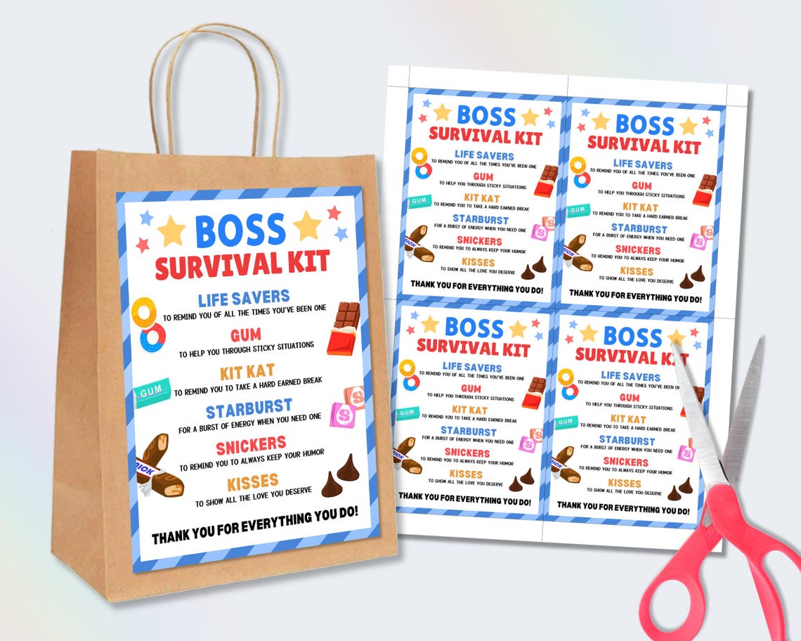 Boss Survival Kit Tag, National Boss's Day Gift Idea, Gift for Manager ...