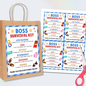 Boss Survival Kit Tag, National Boss's Day Gift Idea, Gift for Manager ...