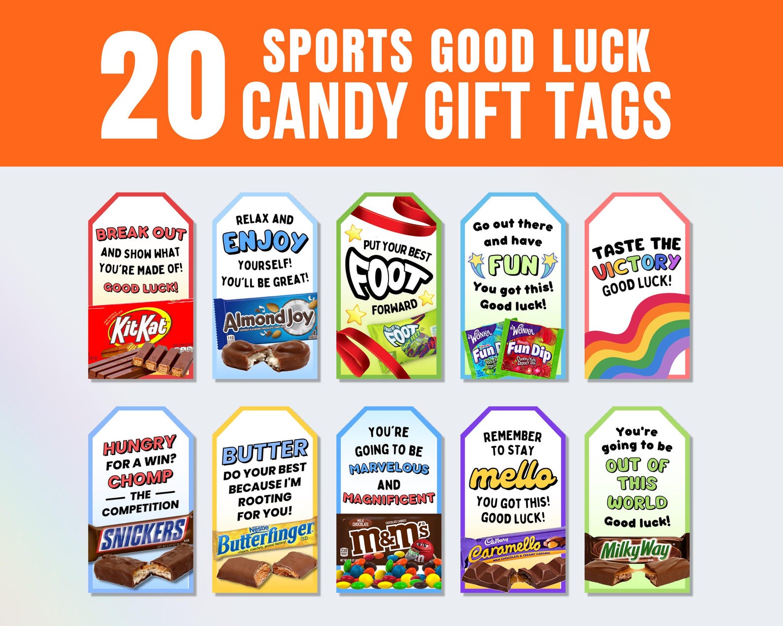 Printable Good Luck Candy Gift Tags for Kids Sports Teams, Treat Label ...