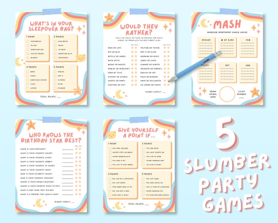 Blue Slumber Party Games Bundle Boys Sleepover Games Boy - Etsy