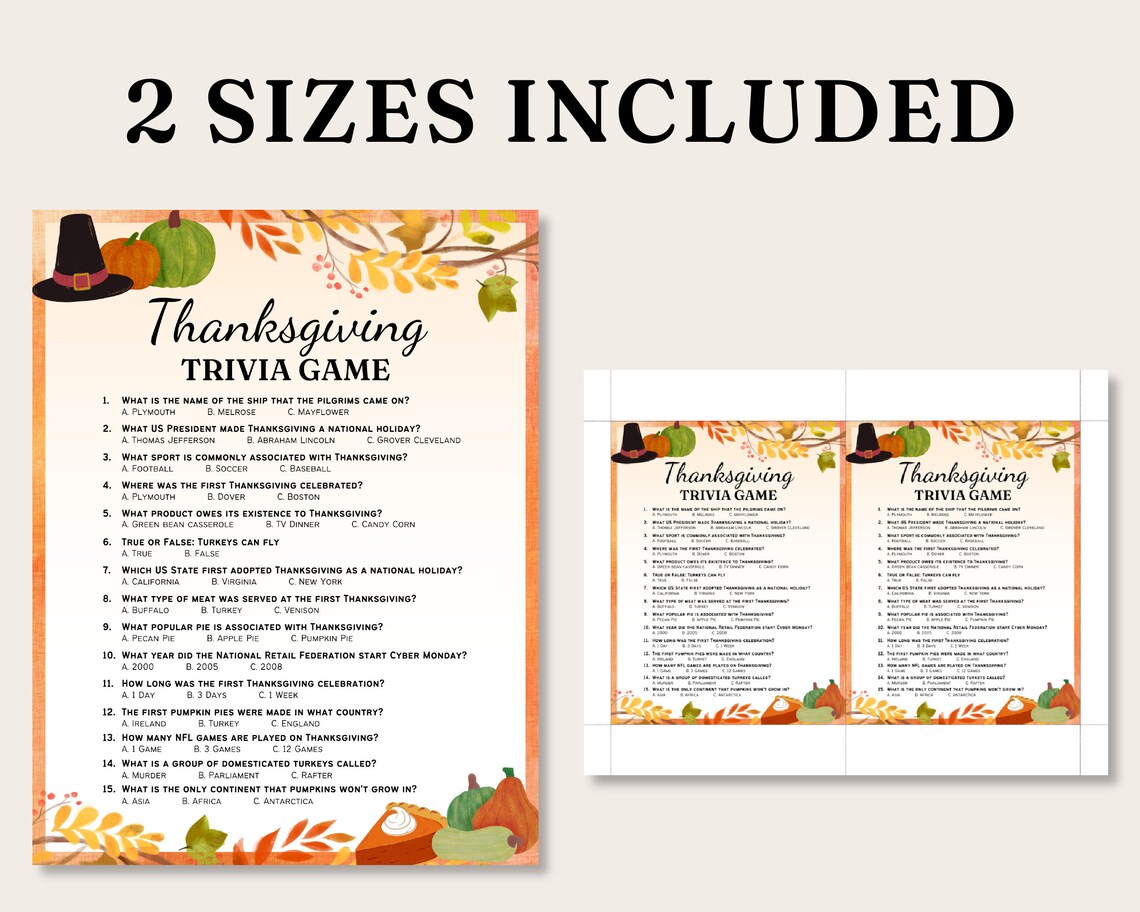 Thanksgiving Trivia Game, Thanksgiving Trivia Quiz for Kids ...