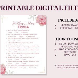 Mothers Day Game Bundle, Mothers Day Printable Game, Mothers Day Party ...