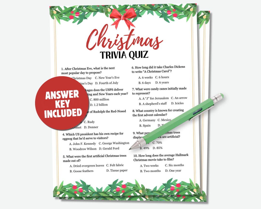 Christmas Trivia Game, Holiday Trivia Questions and Answers, Christmas ...